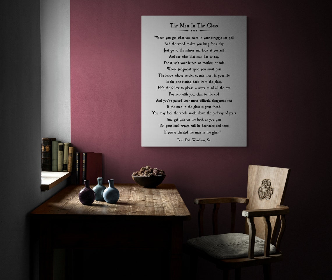 The Man in the Glass Poem Peter Dale Wimbrow Sr. Canvas - Etsy
