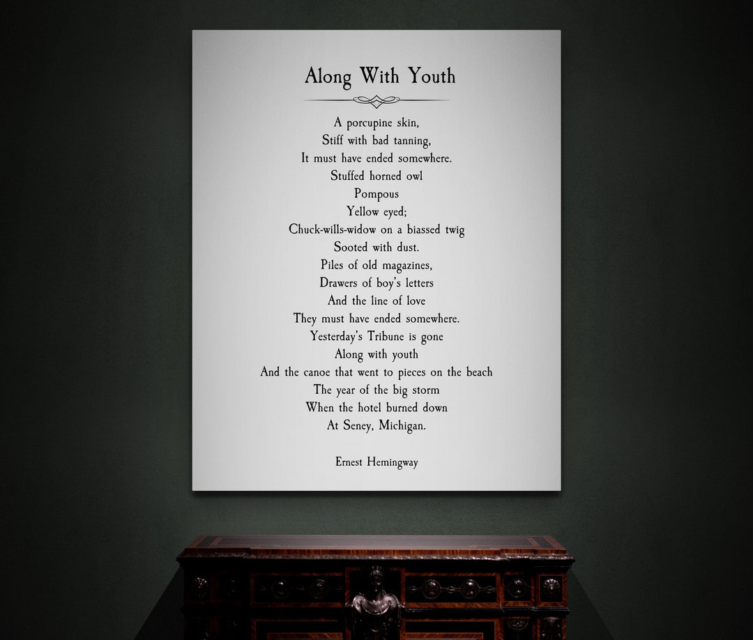 Poema de Ernest Hemingway, junto con la juventud / Arte literario de la ...