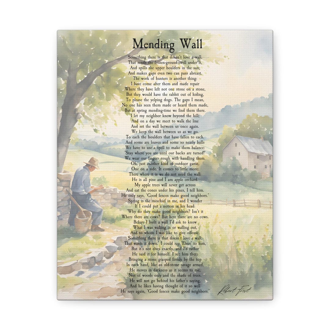 Robert Frost Poem, the Mending Wall, Gallery Wrap - Etsy