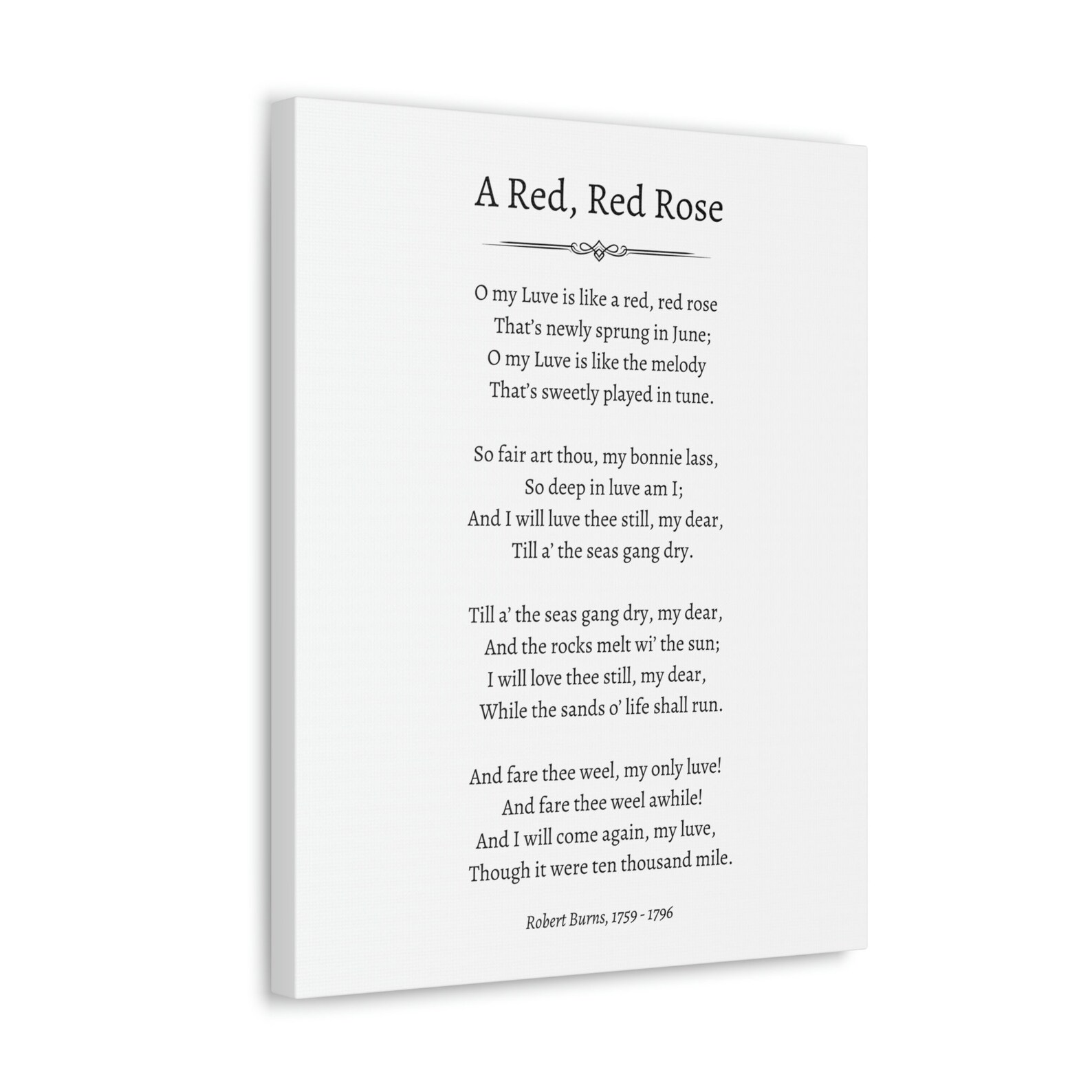 A Red, Red Rose | Love Poem by Robert Burns | Valentine's Day Gift ...