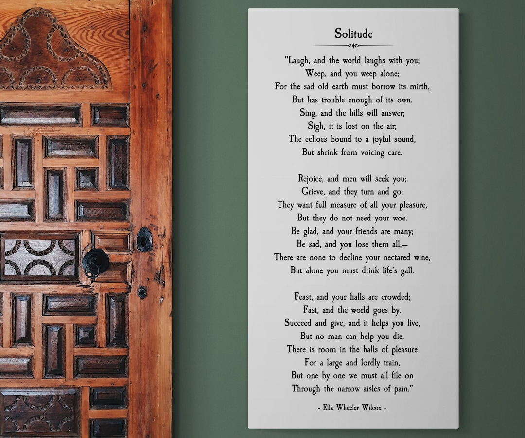 Solitude Poem by Ella Wheeler Wilcox Literary Wall Art - Etsy