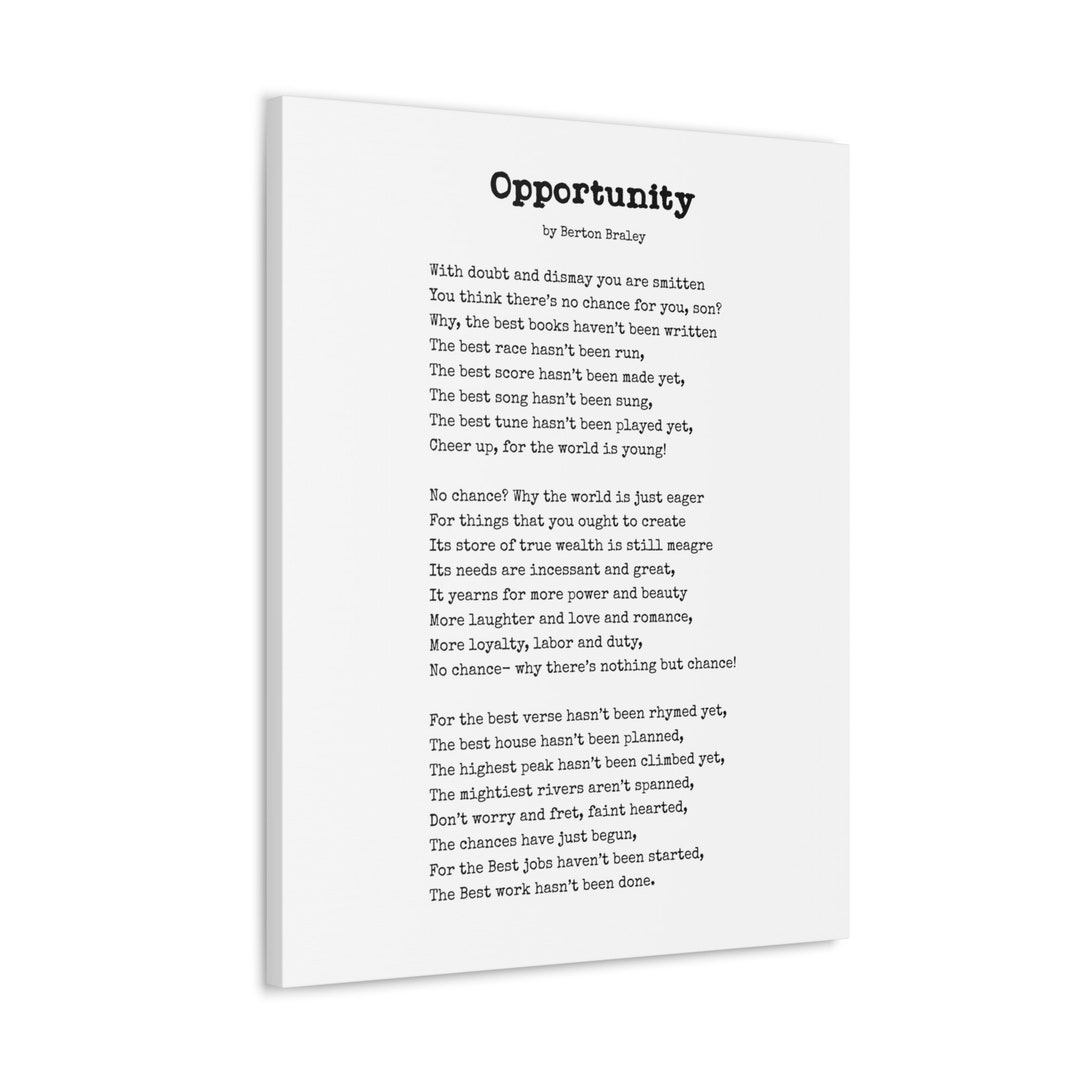 Opportunity | Motivational Poem by Berton Braley | Literary Home Decor ...
