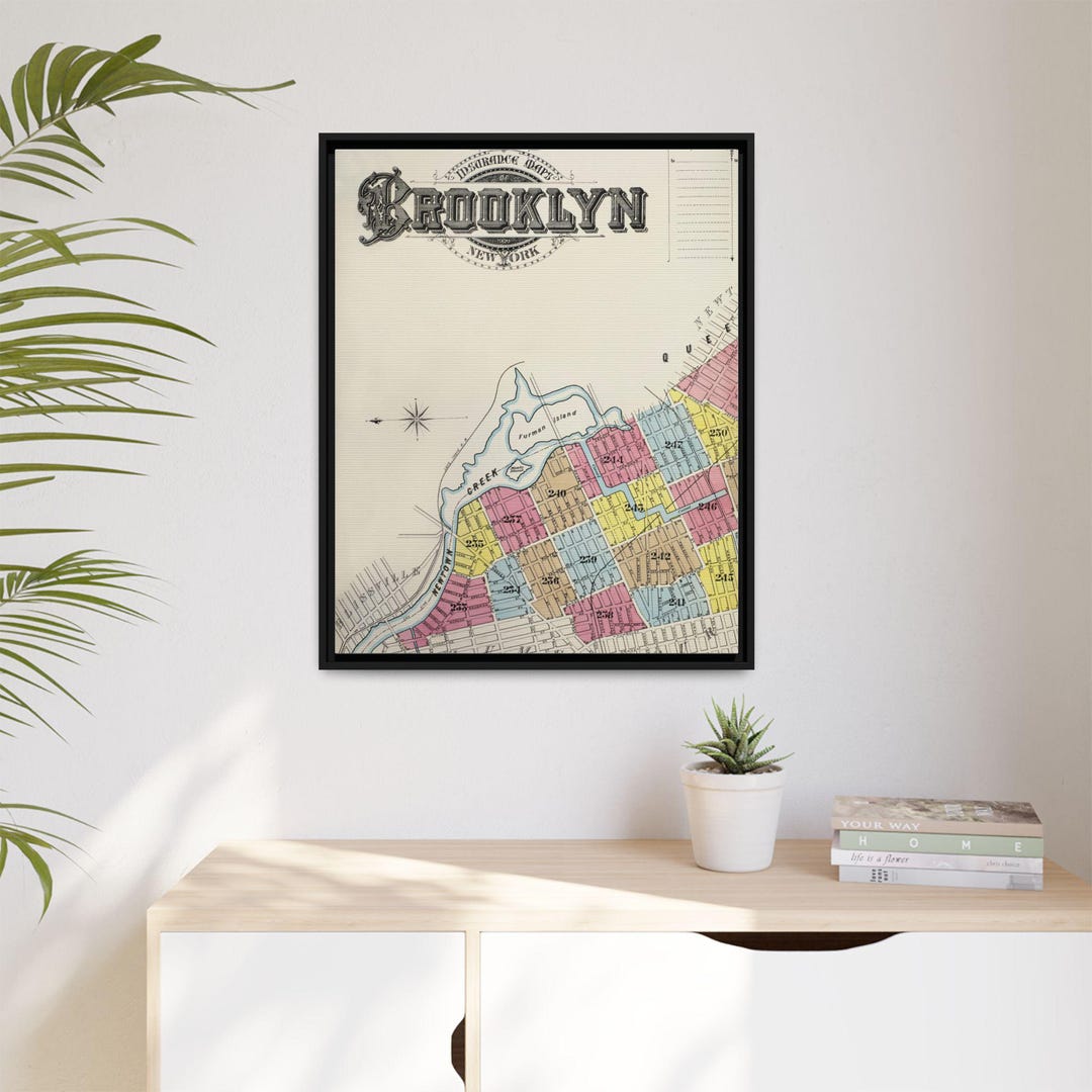Vintage 1888 Brooklyn Map Canvas Print: Historical Home Decor - Etsy