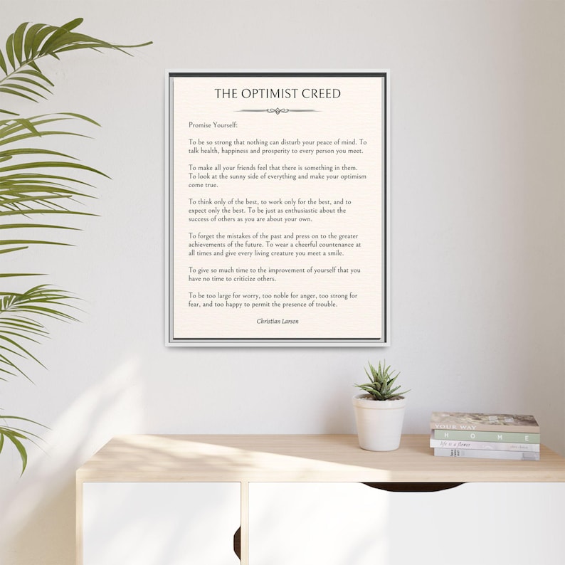 Christian Larson Optimist Creed, Framed Canvas Wall Art, Inspirational ...