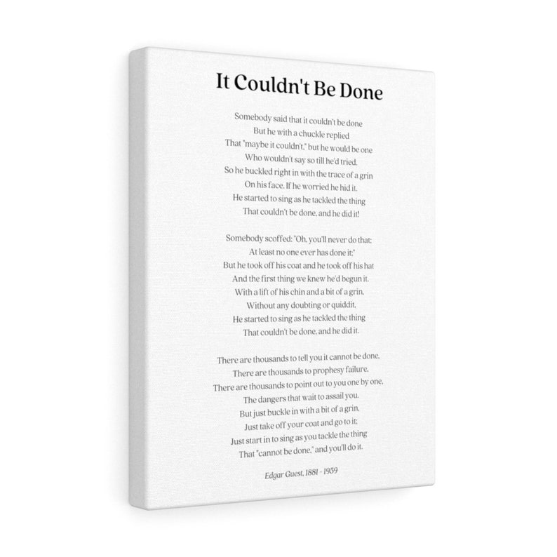 It Couldn't Be Done Classic Poem by Edgar Guest High | Etsy UK