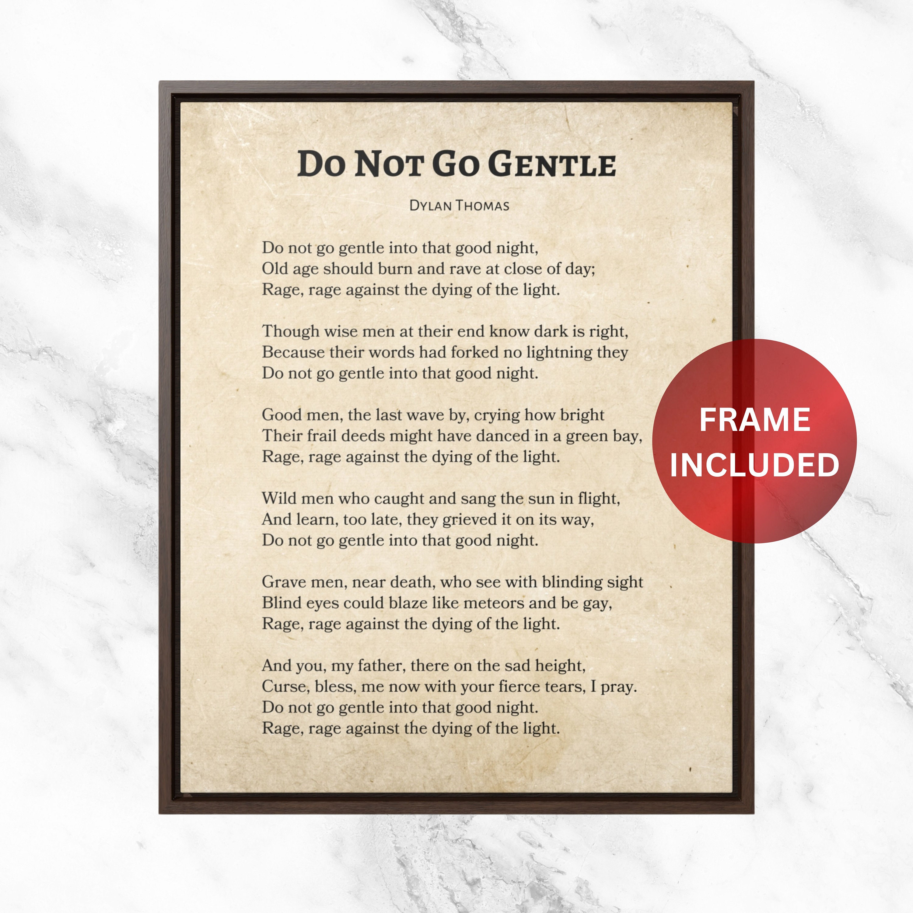Dylan Thomas Poem Print: "do Not Go Gentle" Framed Canvas Wall Art - Etsy