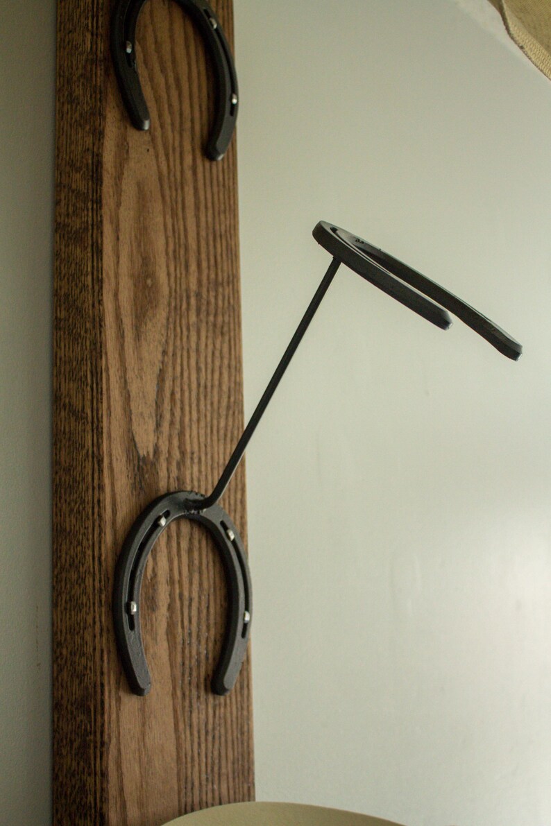 Oak Cowboy Hat Rack With Horseshoes, Western Decor - Etsy