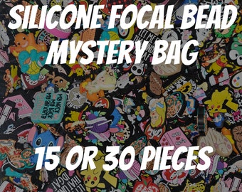 5pc Mixed Silicone Focal Beads,silicone Focal Bead Grab Bag Bulk Focal ...