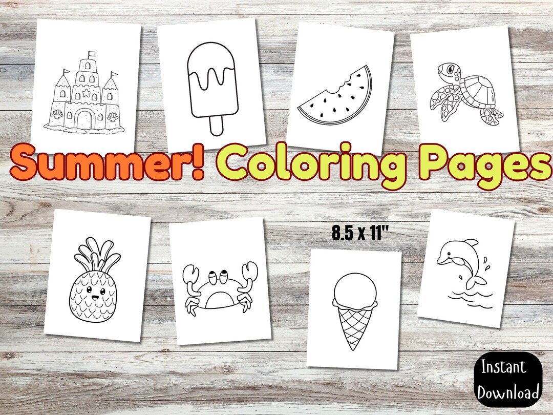 PRINTABLE Summer Vibes Coloring Sheets. Kids Coloring Books. Summer ...