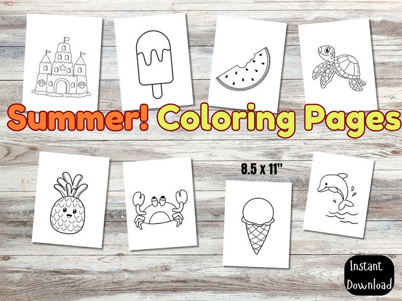 PRINTABLE Summer Vibes Coloring Sheets. Kids Coloring Books. Summer ...