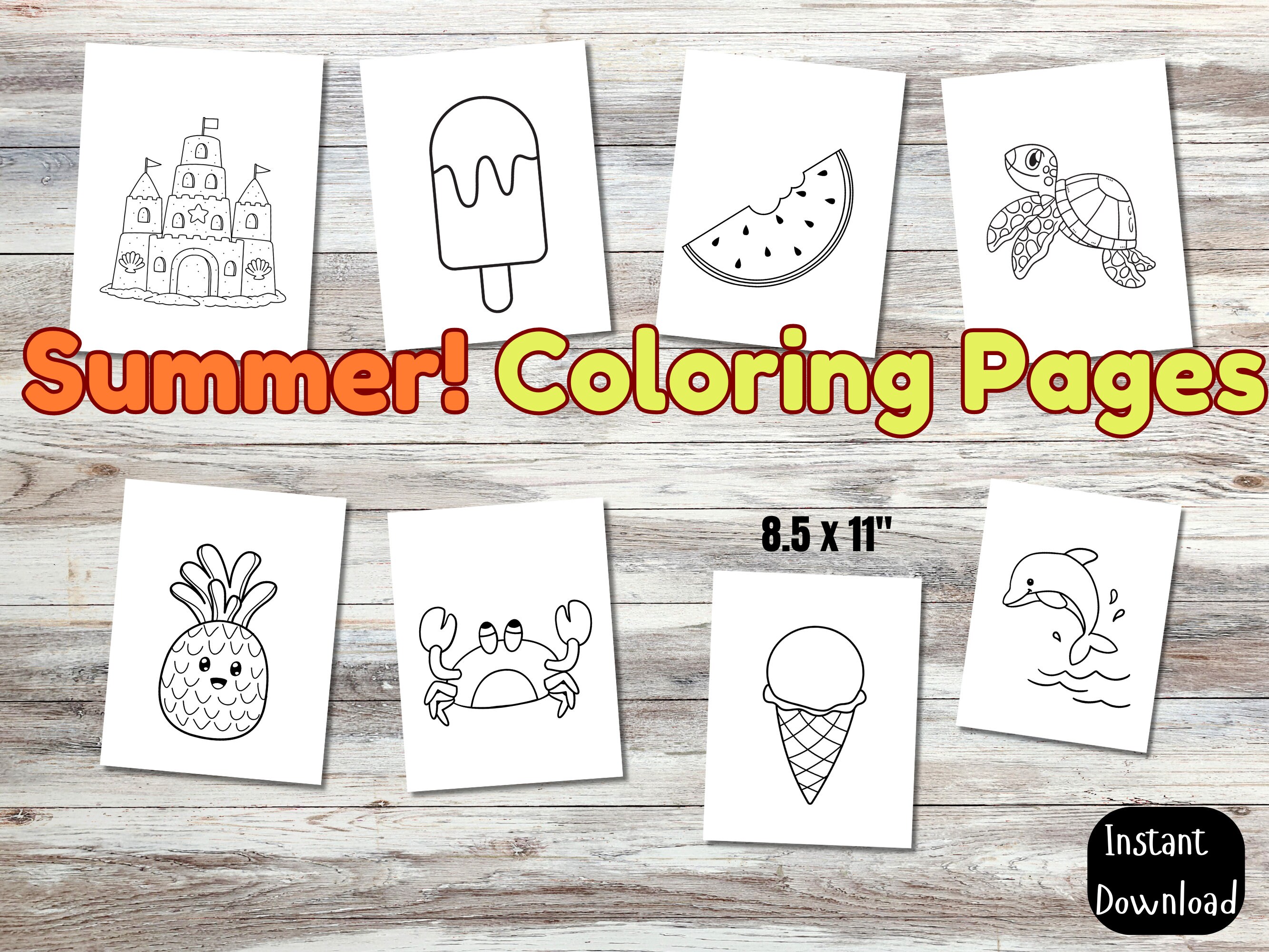 PRINTABLE Summer Vibes Coloring Sheets. Kids Coloring Books. Summer ...