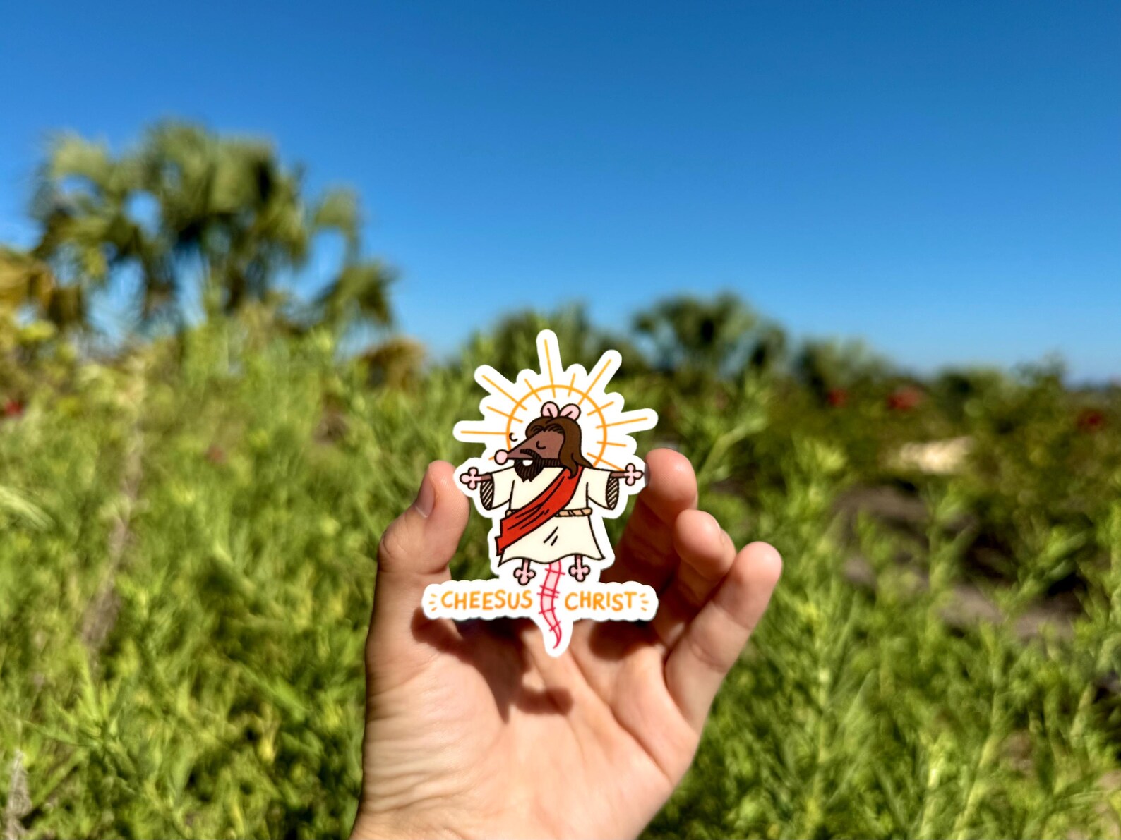 Cheesus Christ Vinyl Sticker: Funny Rat Meme - English/spanish - Etsy