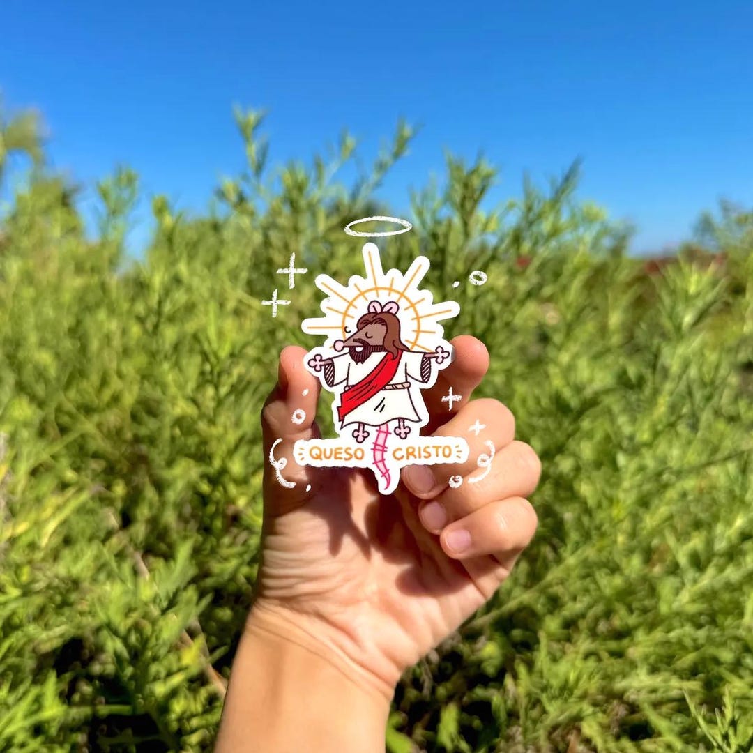 Cheesus Christ Vinyl Sticker: Funny Rat Meme - English/spanish - Etsy