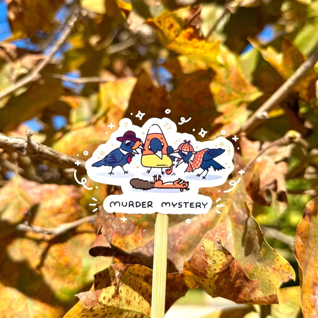 Murder Mystery Crow Sticker | Halloween, Autumn Corvid Detective - Etsy