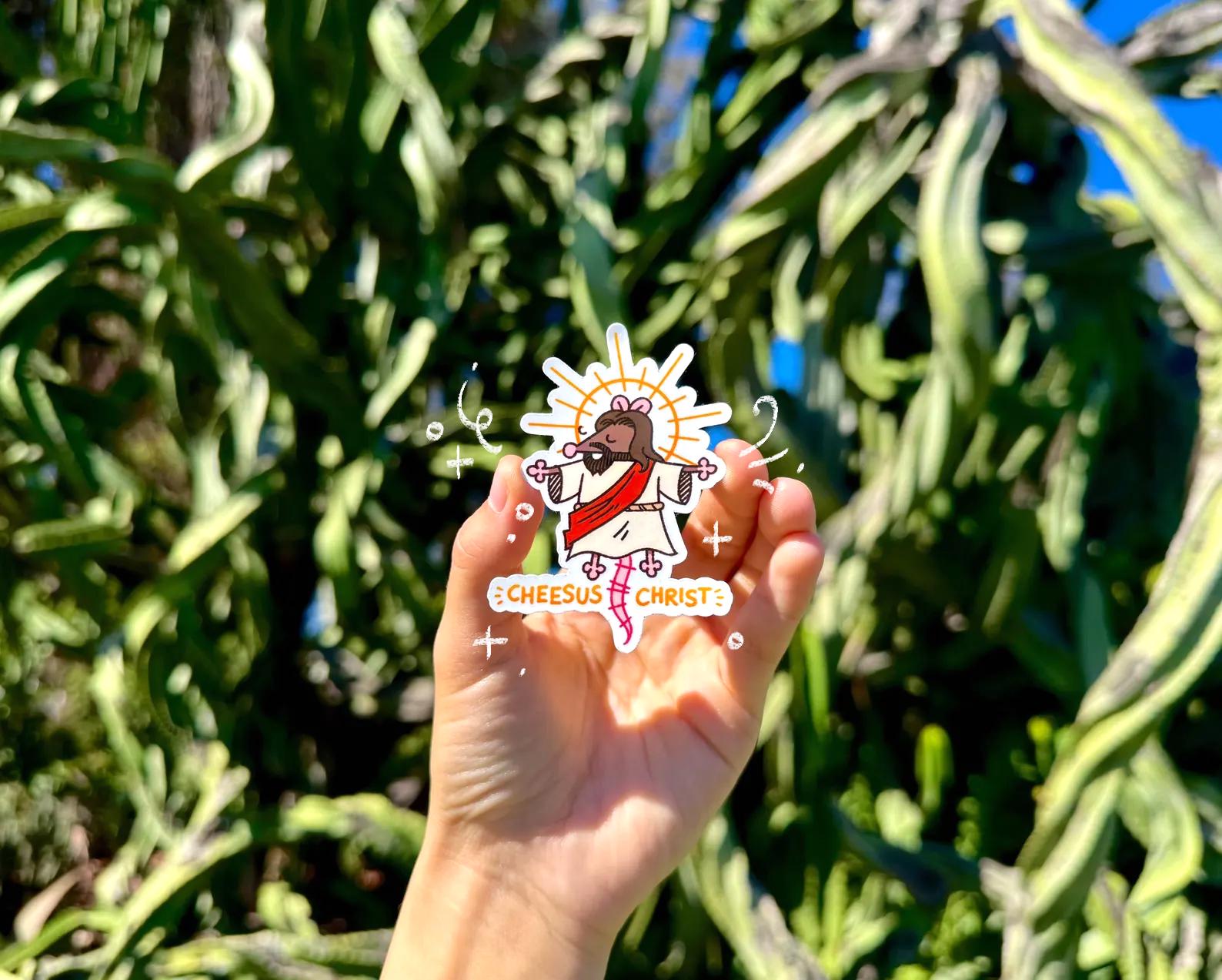 Cheesus Christ Vinyl Sticker: Funny Rat Meme - English/spanish - Etsy