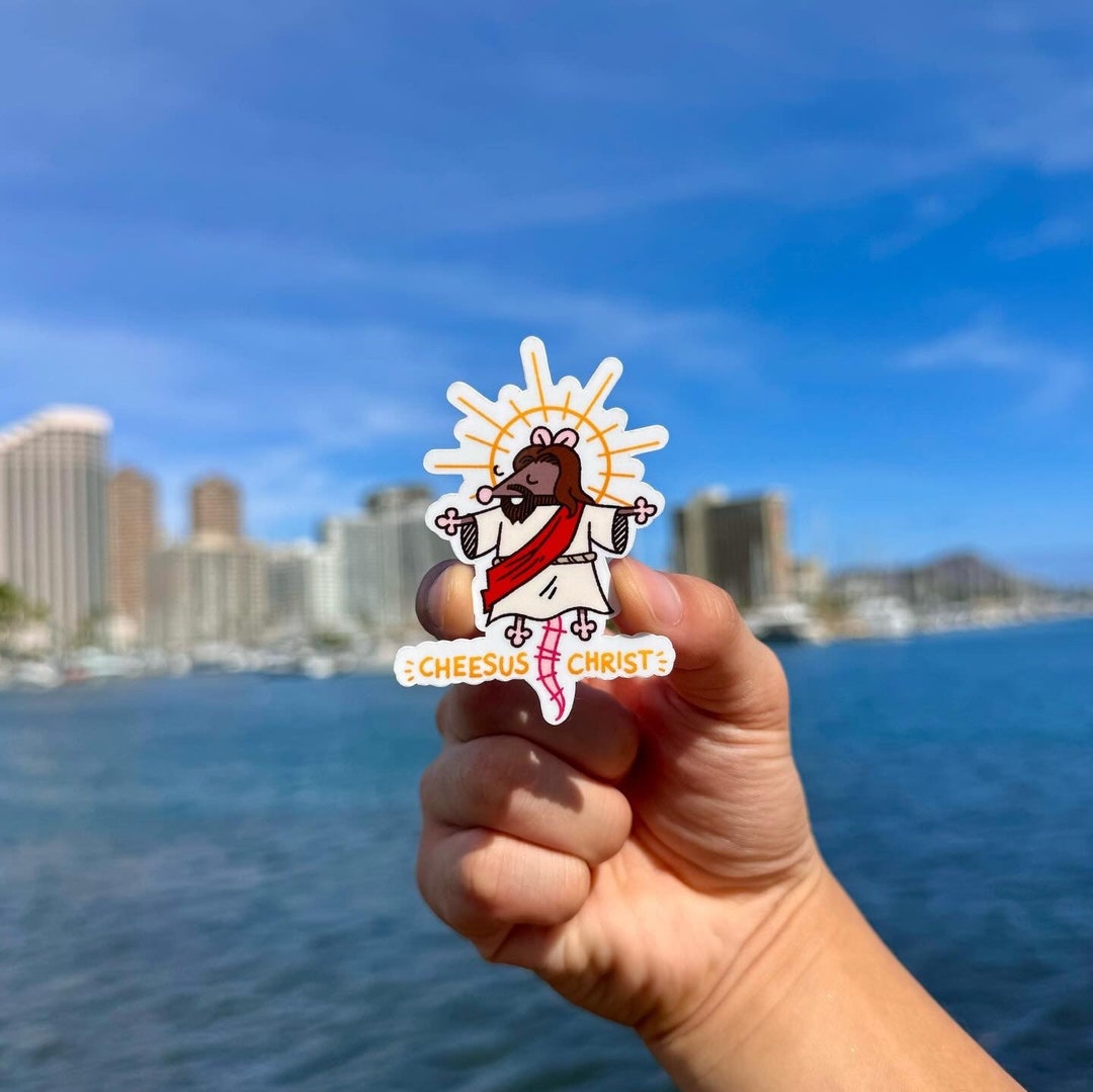 Cheesus Christ / Queso Christo Funny Jesus Meme Rat Vinyl Sticker for ...