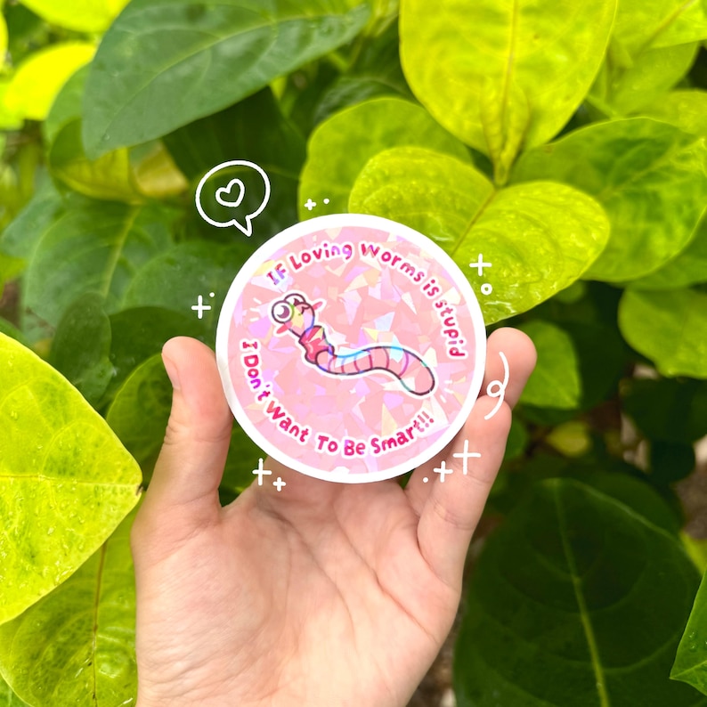 Worm Sticker, Glossy Holo Vinyl Decal, Matchatees Design - Etsy
