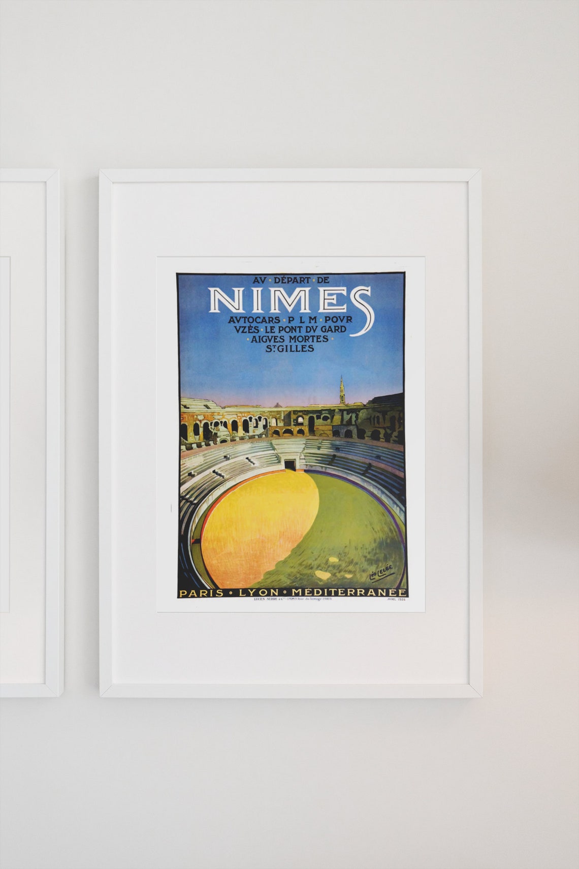 1926 Nimes France Amphitheater - Vintage Style Travel Poster | Classic ...