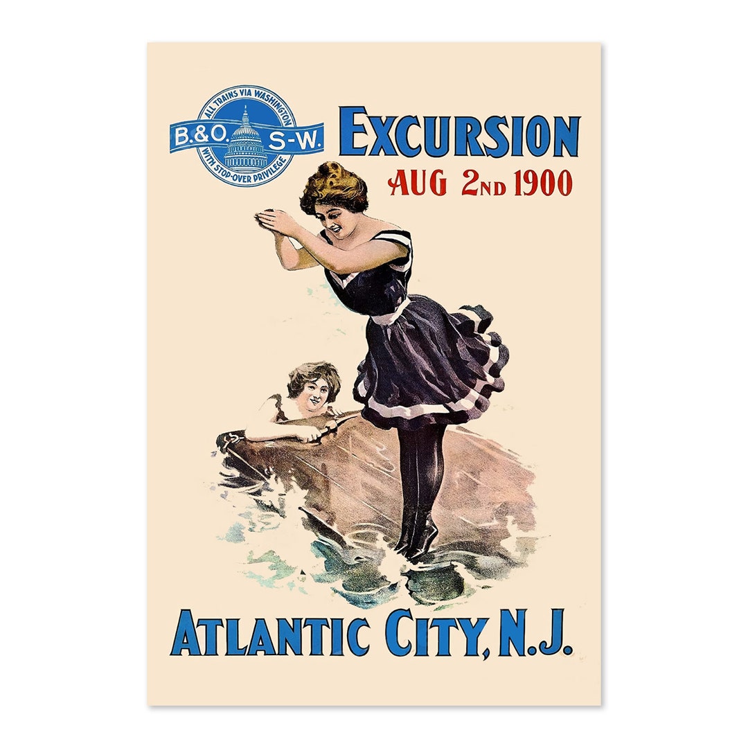1900 B&O Railroad Excursion Atlantic City NJ Vintage Style Travel ...