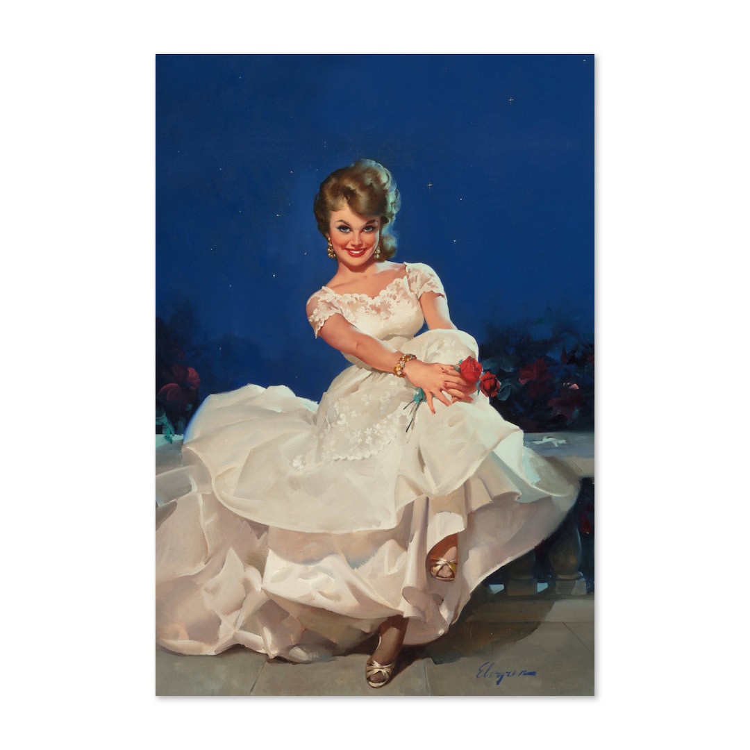 Moonlight and Roses 1965 Vintage Style Elvgren Sexy Pinup Girl Poster ...