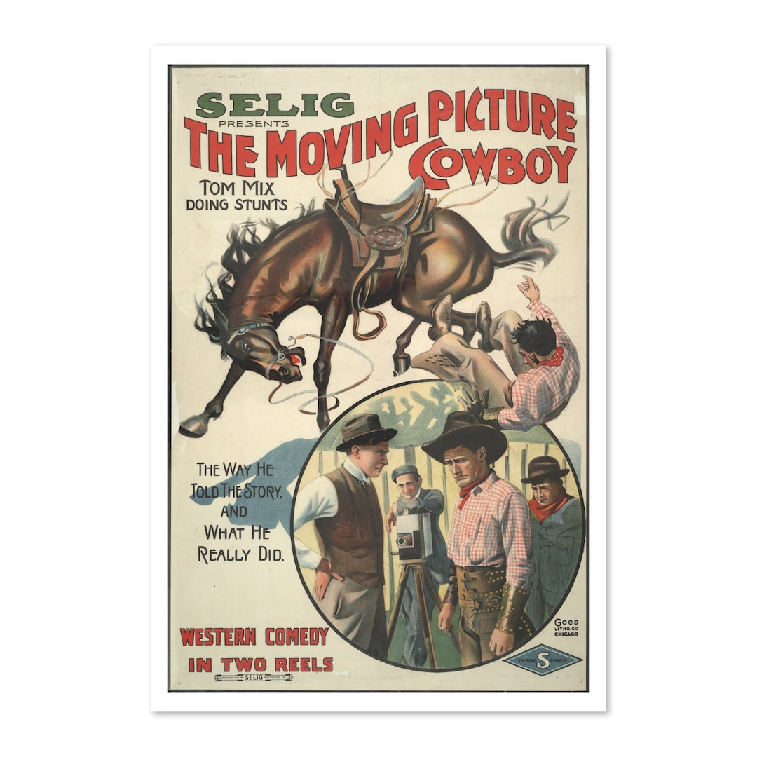 Old Western Cowboy Movie Poster - Tom Mix 1914 | Classic War Art Print ...