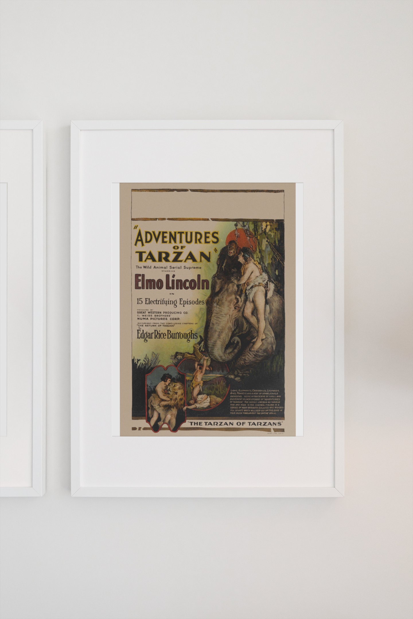 1921 Adventures of Tarzan Vintage Style Movie Poster Elmo Lincoln ...