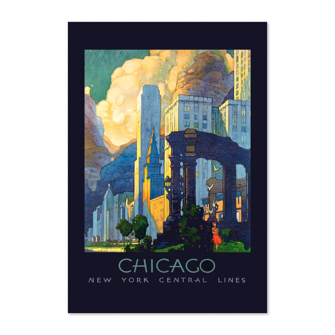 Chicago NY Central Lines 1920s Vintage Style Travel Poster | Classic ...