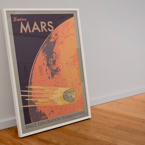 Explore Mars Retro Style Mars Exploration NASA Travel Poster - Space ...