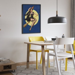 1950s Gil Elvgren Pinup Girl Poster Riding High Witch on a Broom | for ...