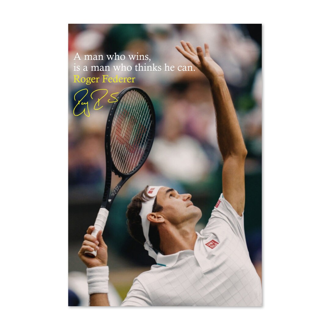 Roger Federer Poster | Tennis Motivational Art | Inspirational Quote ...