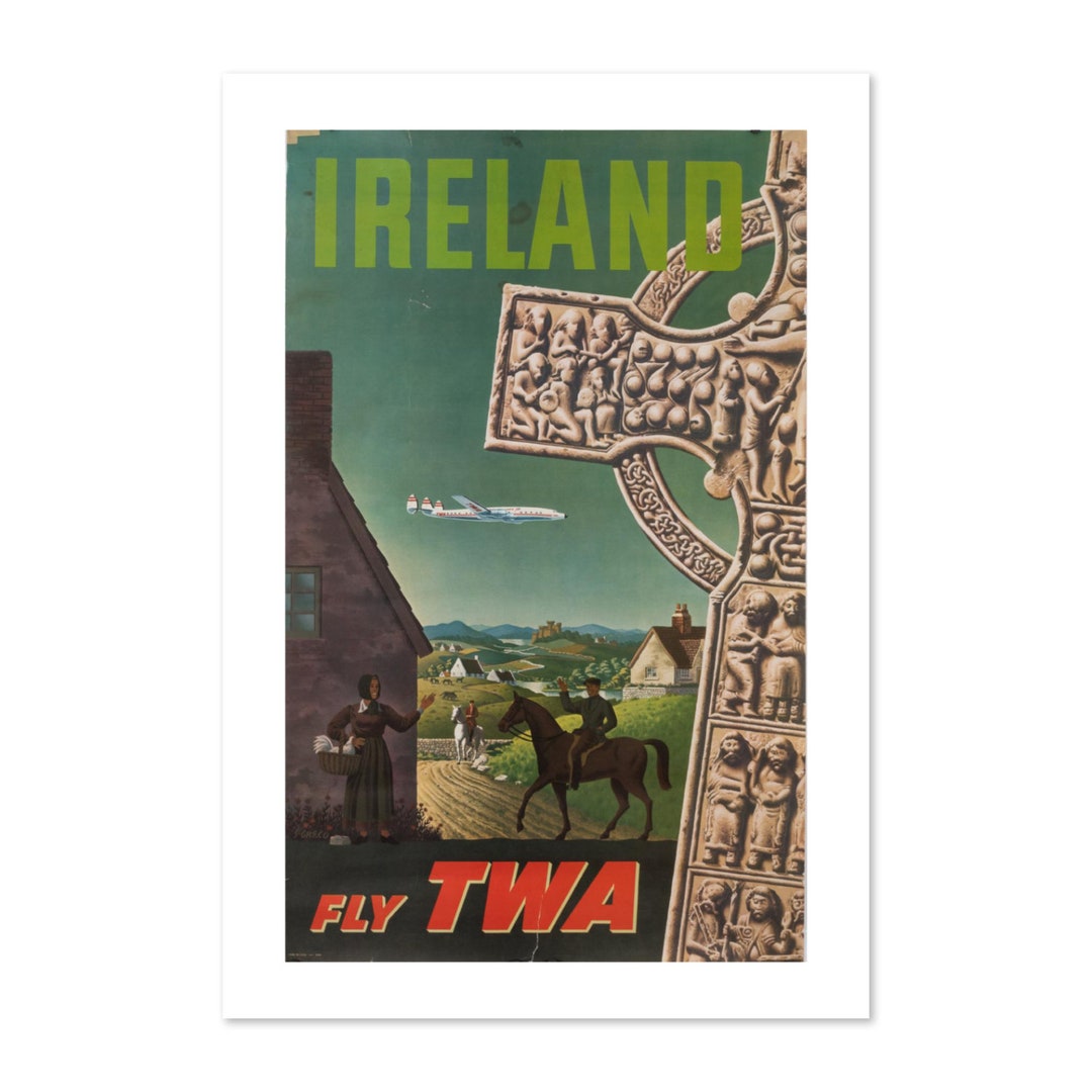 TWA Fly Ireland Vintage Travel Poster | Classic Collection Art Print ...