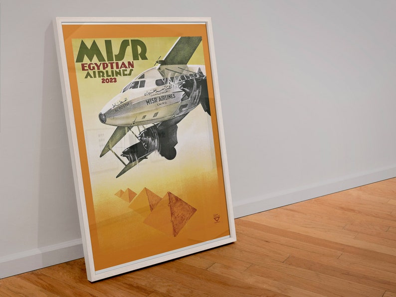 MISR Egyptian Airlines 1937 Pyramids Vintage Style Travel Poster ...