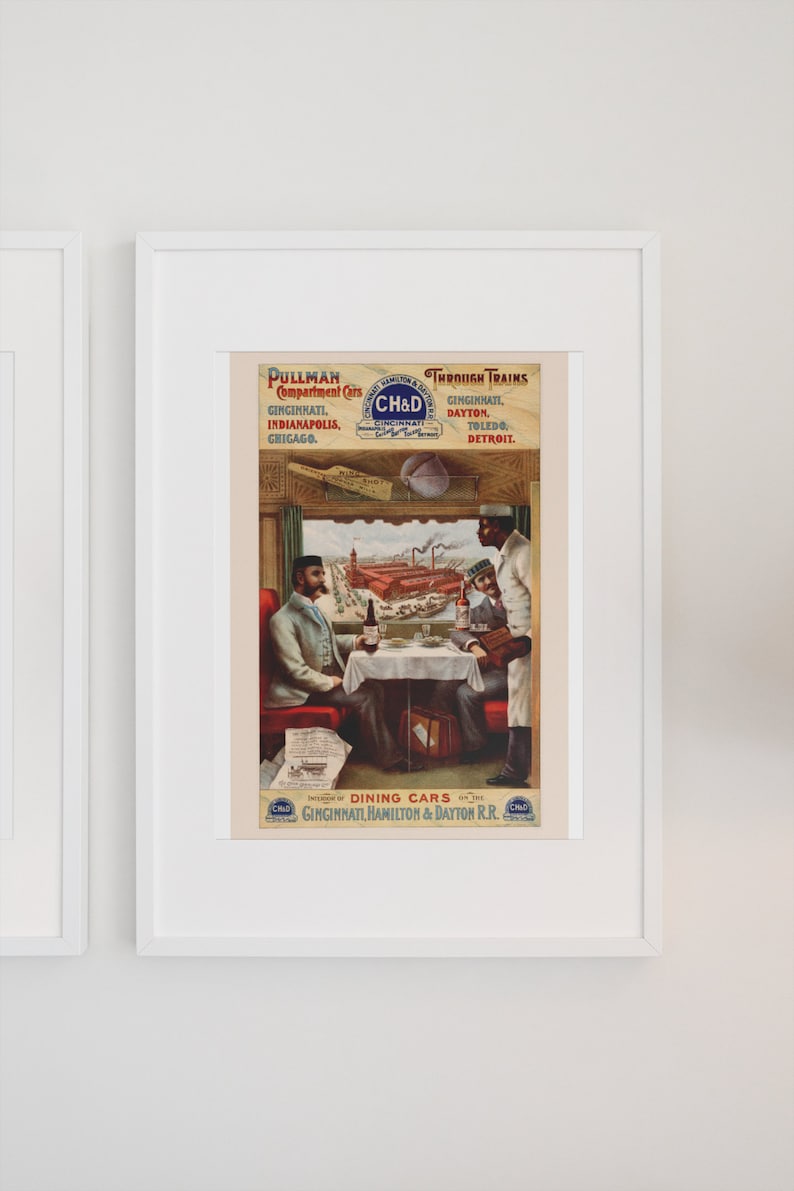 1890s Pullman Train Dining Car Classic Railroad Advertisement Poster ...