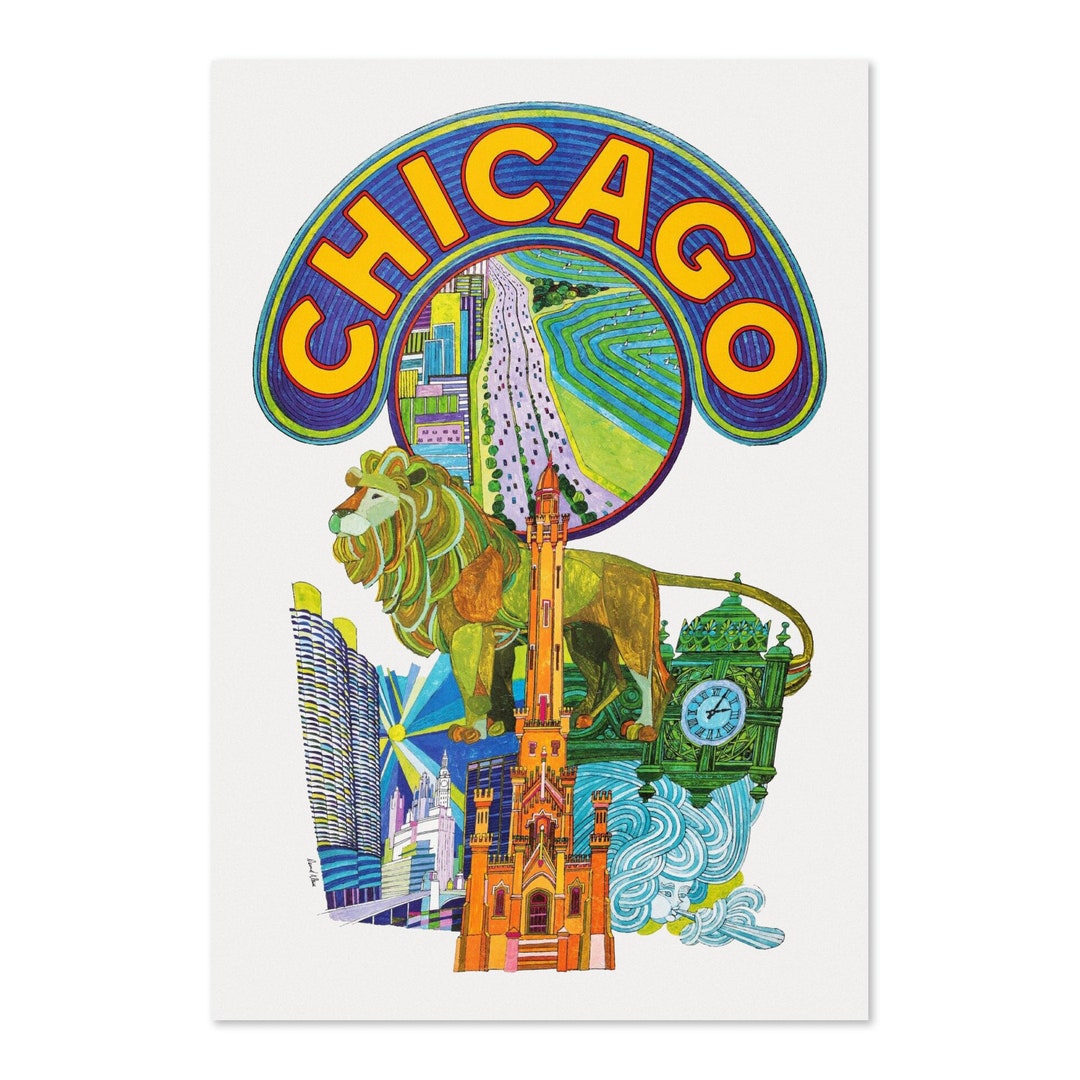 Fly TWA to Chicago! Vintage Style 1960s Travel Poster | Classic ...