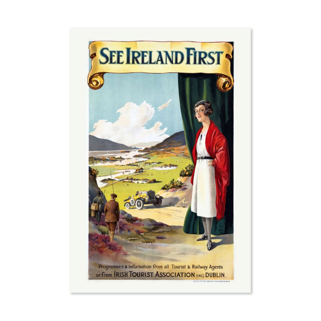 1920s “see Ireland First” Vintage Style Irish Tourist Travel Poster ...