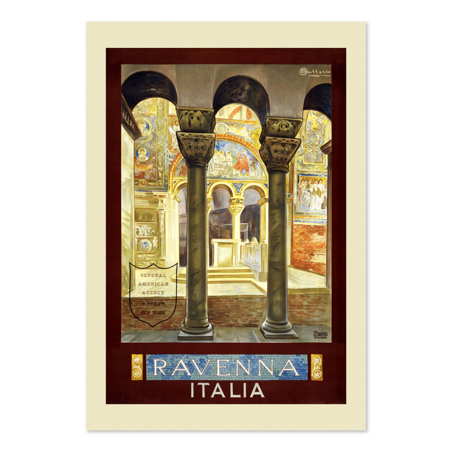 Ravenna Italy 1920s Classic Italian Vintage Style Travel Poster ...