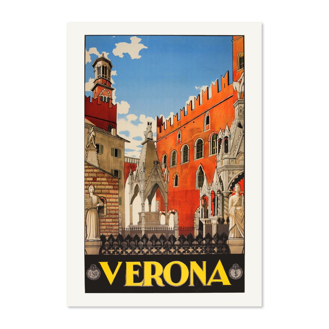 Verona Italy 1938 - Vintage Style Travel Poster | Classic Collection ...