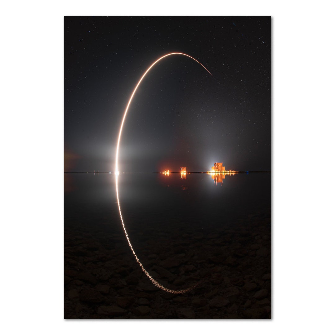 Space X Poster - Falcon 9 Rockets Long Exposure Launch - Space Mission ...