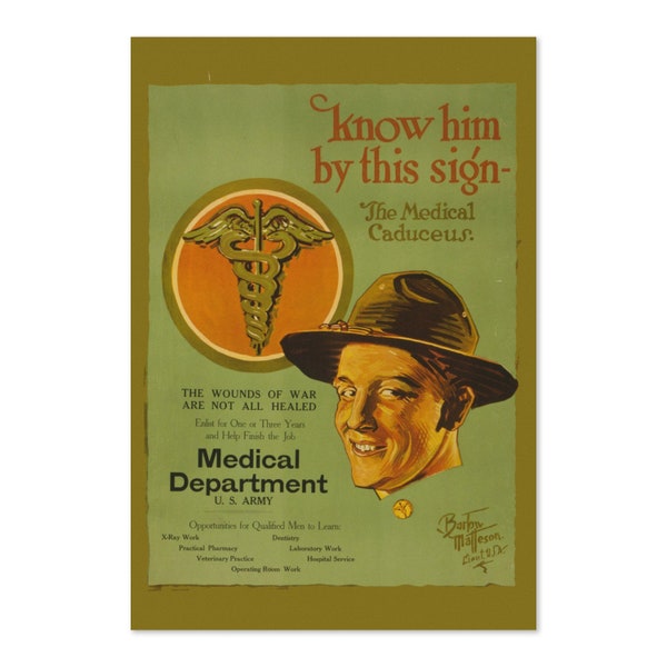Vintage Army Medical Poster - Etsy