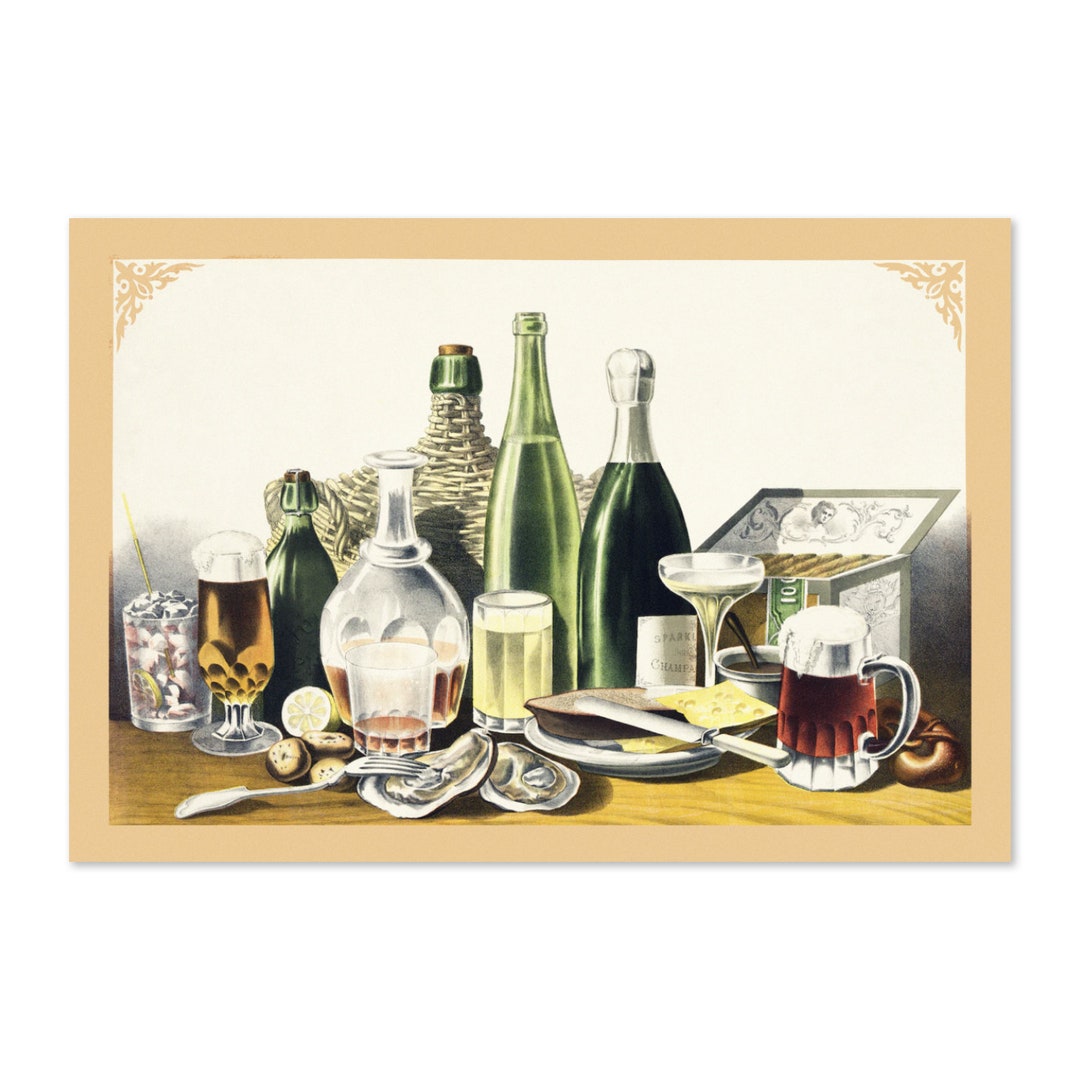 Vintage Style 1870s Wine Liquor Ale Beer Sold Here Bar Poster | Classic ...