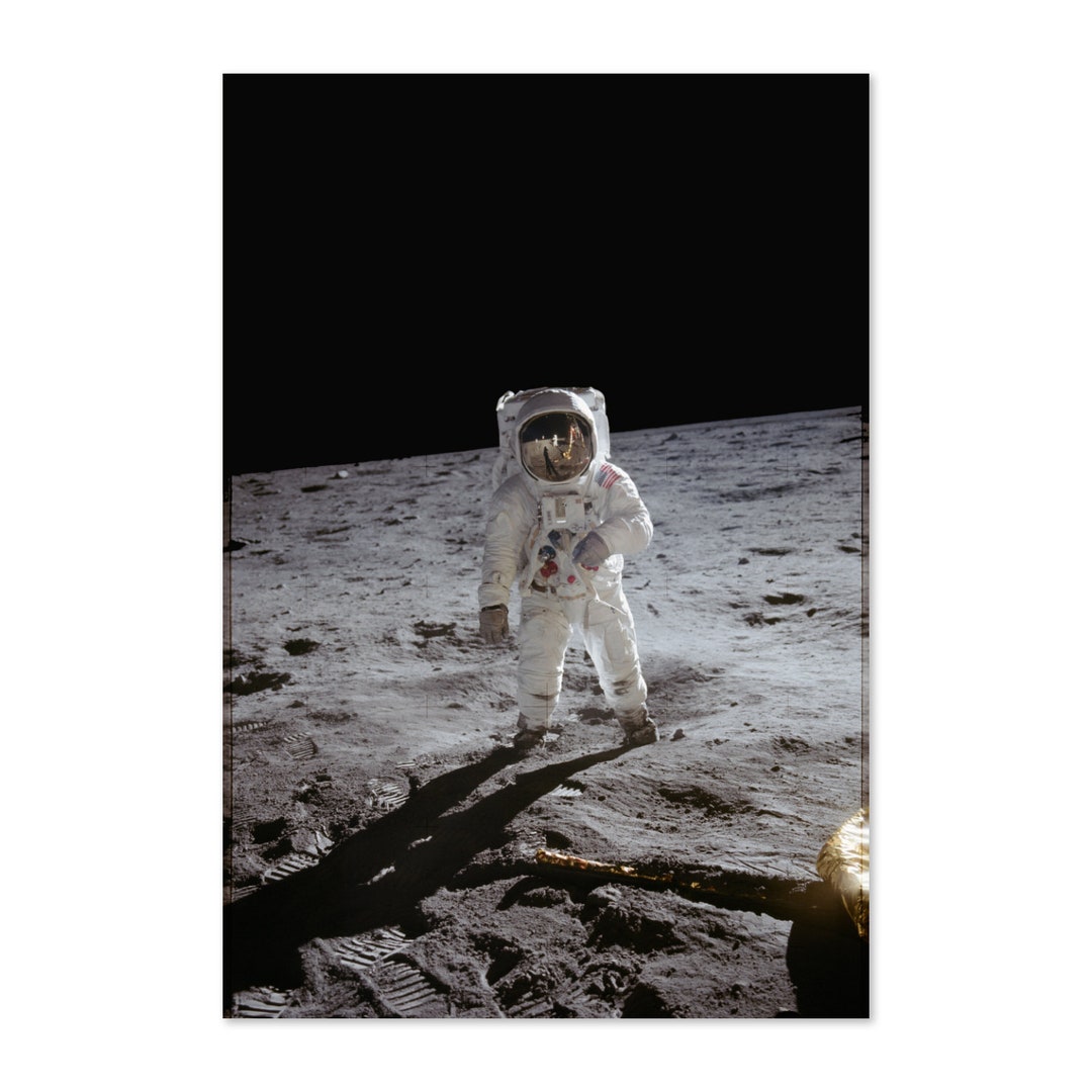 Apollo 11 Buzz Aldrin Walking on the Moon - NASA Moon Landing Poster ...