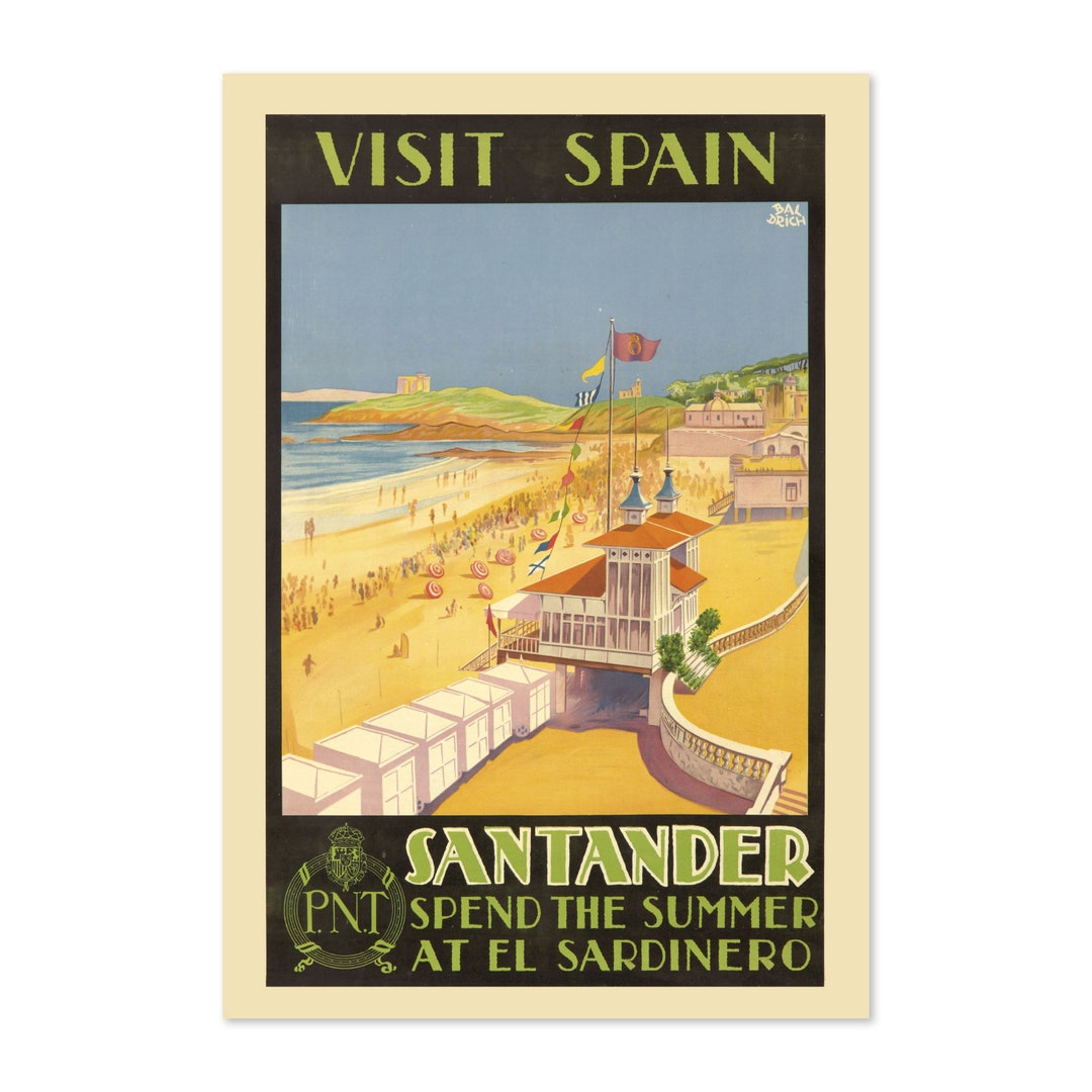 Santander Spain 1930s Vintage Spanish Travel Poster | Classic ...