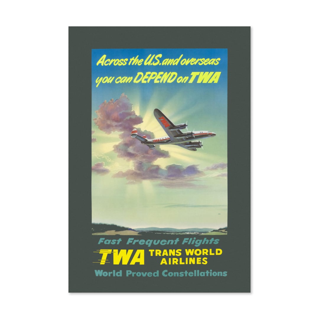 1940s Depend on TWA Vintage Style Airline Travel Poster 01 | Classic ...