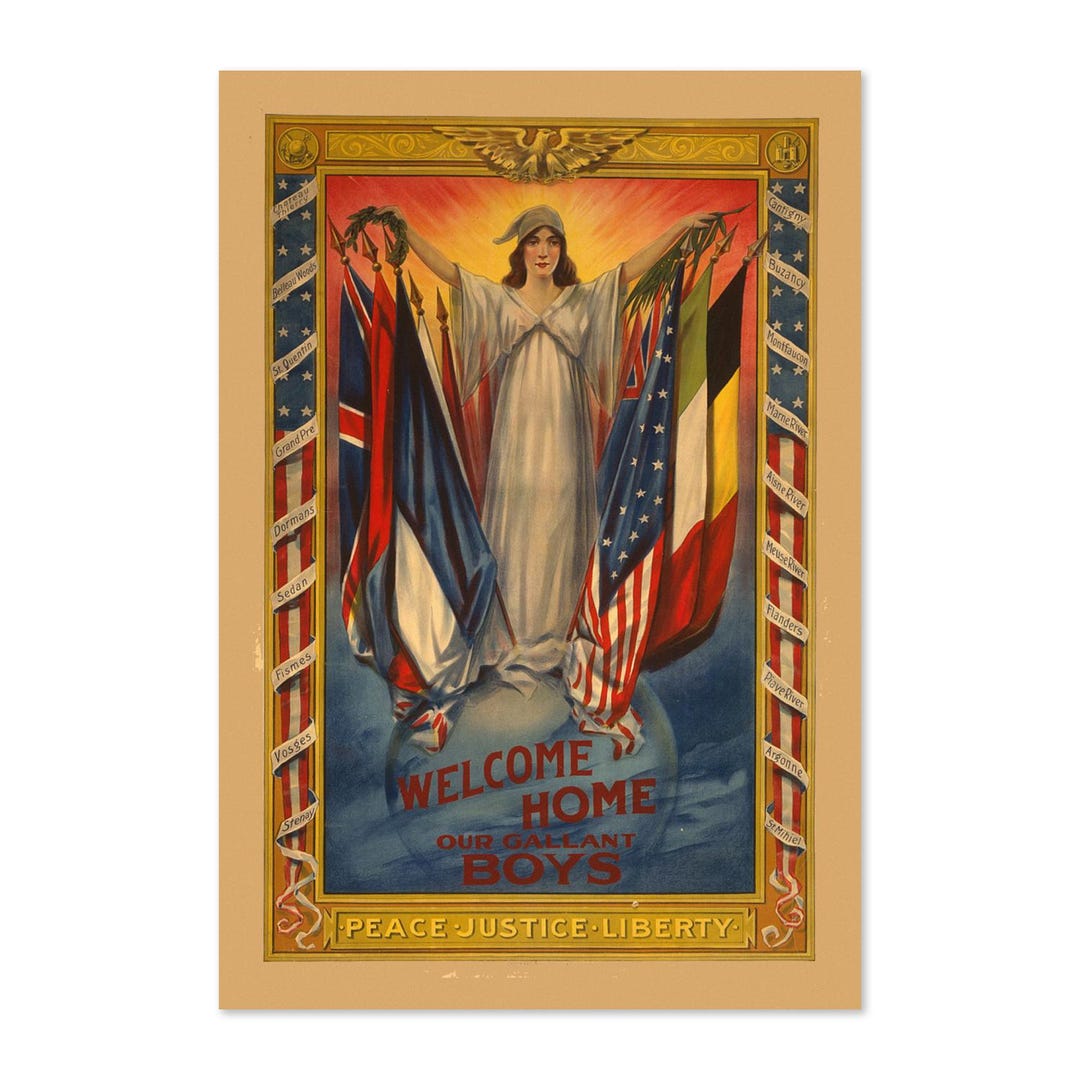 Welcome Home! 1918 World War I Armistice Poster | Classic World War I ...