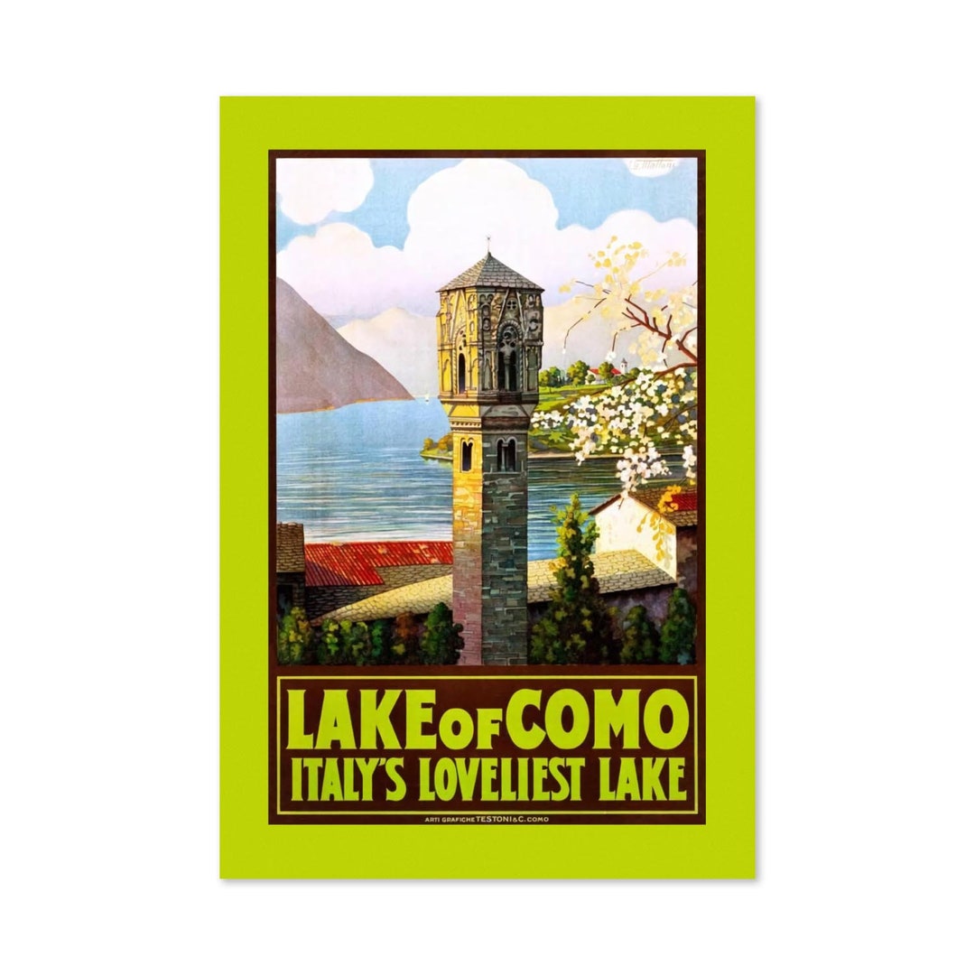 1920s Lake Como Vintage Style Travel Poster Italy | Classic Collection ...