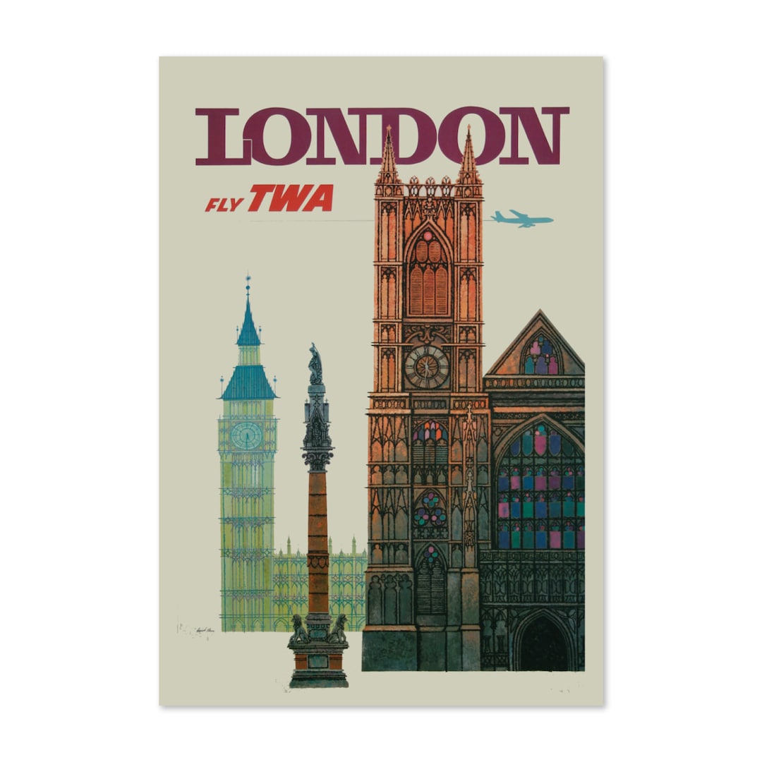 1960 London Fly TWA Jets Vintage Style Travel Poster | Classic ...