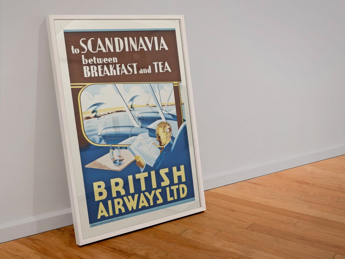 1935 to Scandinavia British Airways Vintage Style Airline Travel Poster ...