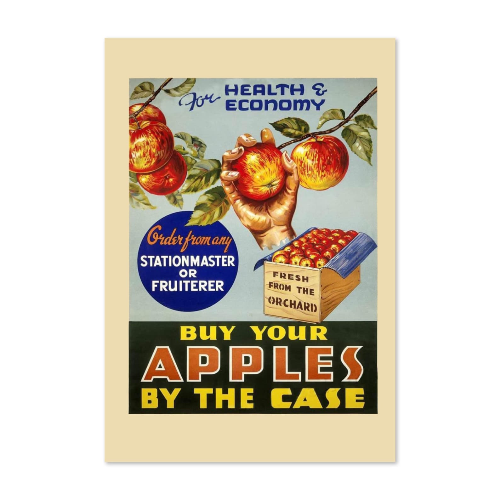 1935 Buy Apples for Health Vintage Style Food Advertising Poster ...