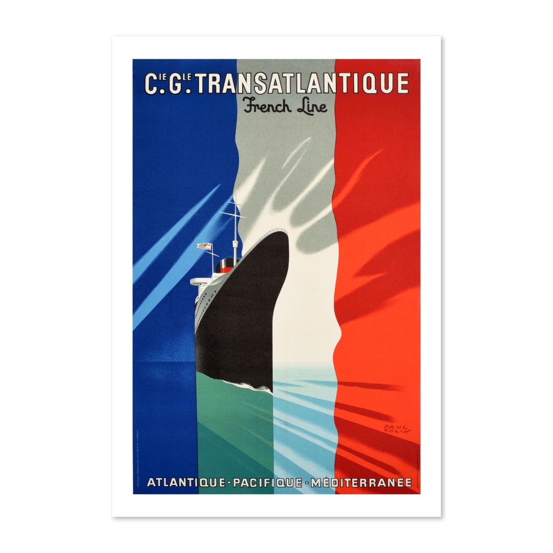 1930s Transatlantique French Classic Ocean Liner Travel Poster ...