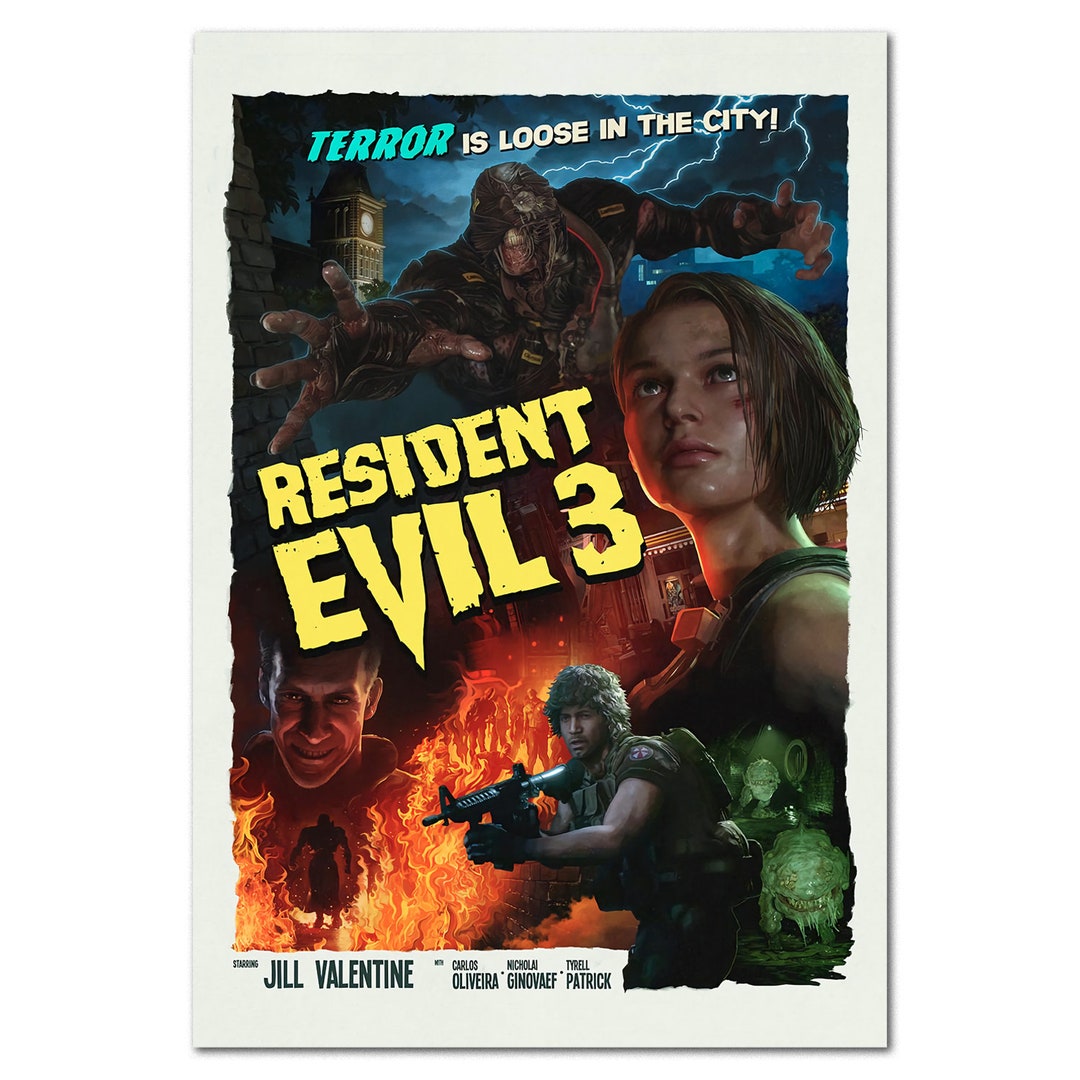 Resident Evil 3 Remake Poster | Retro Movie Art Style | High Quality ...